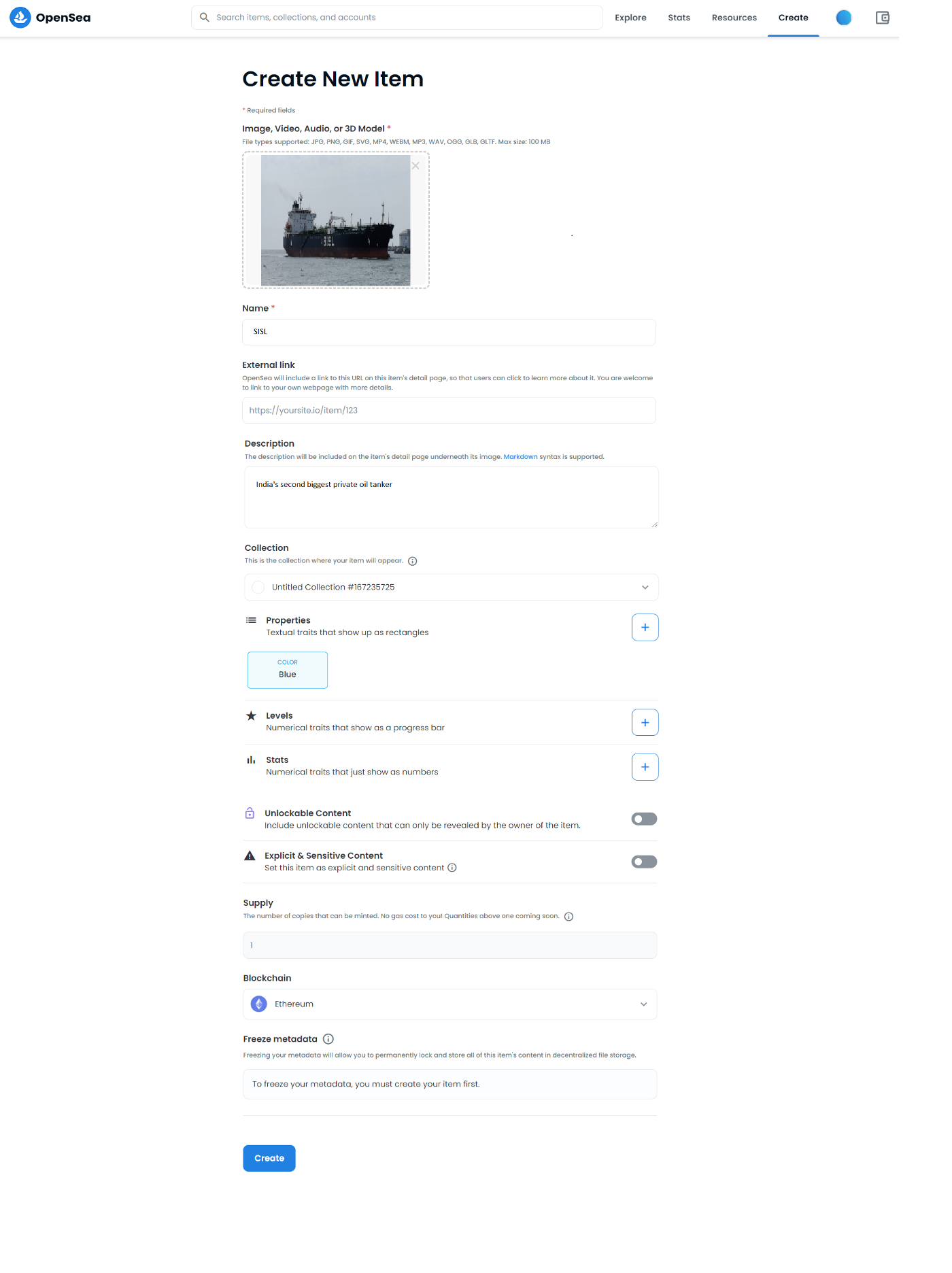 NFT Metadata Types on OpenSea Marketplace - Sinergia Media Labs
